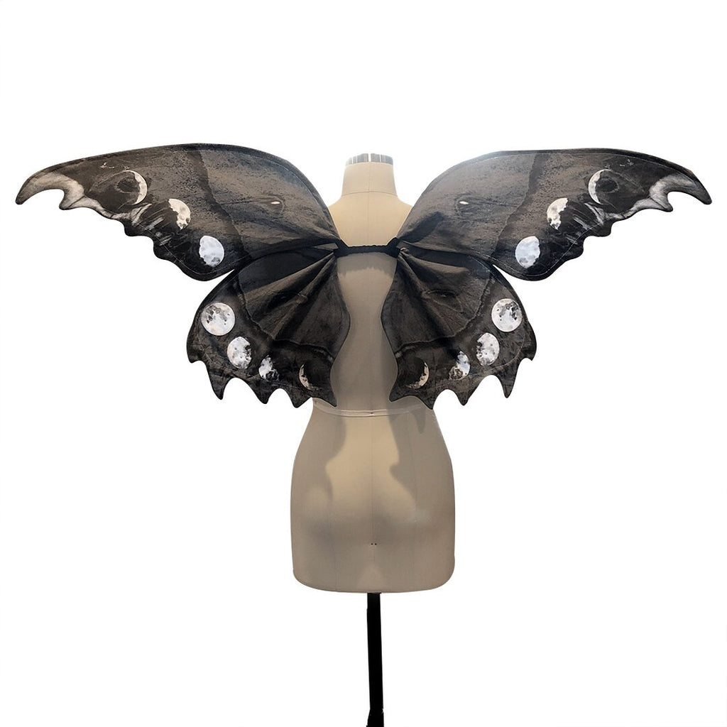 Black Moon Cycle Goth Moth Fairy Wings for Adults – Moon Moth Wings