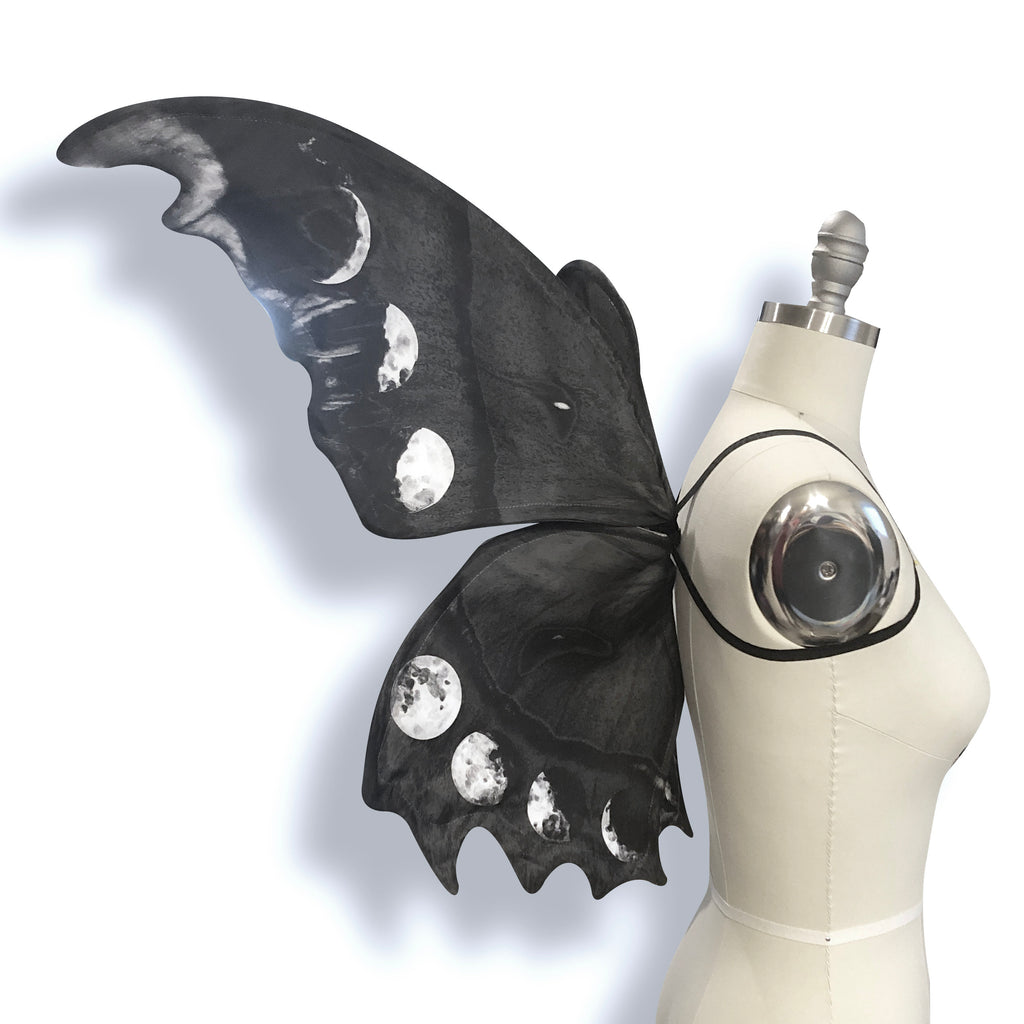 Black Moon Cycle Goth Moth Fairy Wings for Adults – Moon Moth Wings